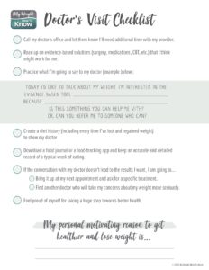 Doctor's Visit Checklist - My Weight What To Know