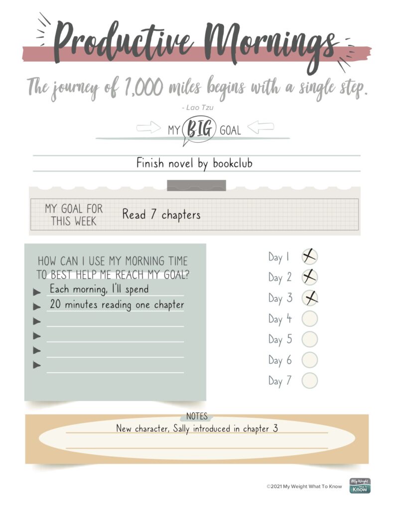 Morning Routine Worksheet - My Weight What To Know