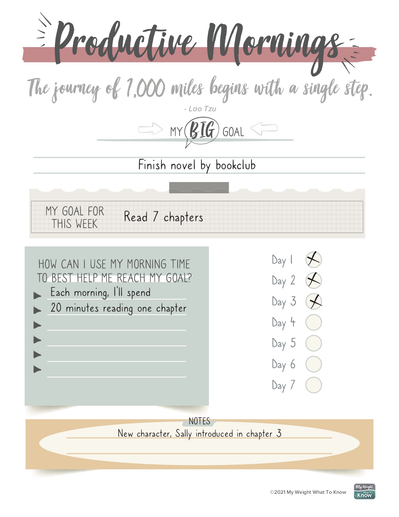 Morning Routine Worksheet - My Weight What To Know